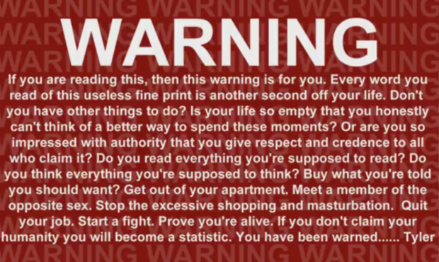 Fight Club: Hidden Warning Message | Global Film Locations